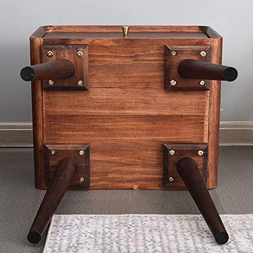 SJYDQ Nordic All Solid Wood Bedroom Bedside Table Home Log Bed Simple Storage Cabinet Walnut Color