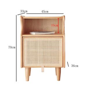 SJYDQ Bedroom Furniture Nightstand Style Solid Wood Rattan Bedside Table Sofa Side Cabinet