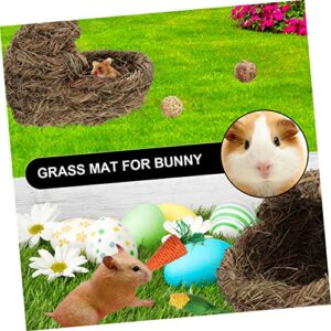 balacoo 1set Rabbit Bed Hut Bunny Mat House Sleeping Pet Hamsters Woven Hideaway for Grass Chew Natural Toys Pigs Bedding Small Chinchilla Ball Straw Playhouse Hand-Woven with Nest Guinea