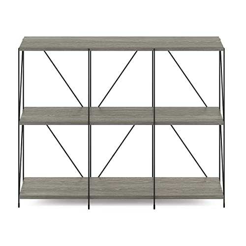 Furinno Besi 3 x 2 Industrial Multipurpose Shelf Display Rack with Metal Frame, Finn Oak