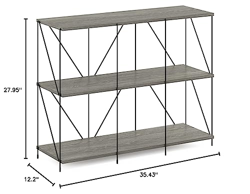 Furinno Besi 3 x 2 Industrial Multipurpose Shelf Display Rack with Metal Frame, Finn Oak