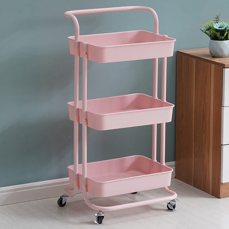 CXDTBH 3 Tier Storage Rack with 4 Wheels Home Kitchen Rack Living Room Bedroom Item Storage Rack