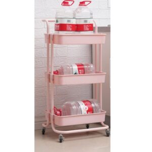 CXDTBH 3 Tier Storage Rack with 4 Wheels Home Kitchen Rack Living Room Bedroom Item Storage Rack