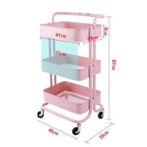 CXDTBH 3 Tier Storage Rack with 4 Wheels Home Kitchen Rack Living Room Bedroom Item Storage Rack