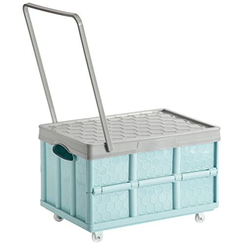 Cabilock Planter Trolley Lidded Storage Bin Collapsible Storage Box Stackable Clothes Storage Box With Wheel Car Trunk Storage Box(16.54 x 11.42 x 9.45 inch)