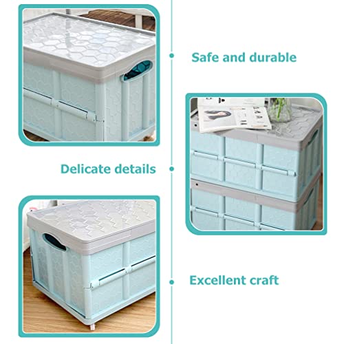 Cabilock Planter Trolley Lidded Storage Bin Collapsible Storage Box Stackable Clothes Storage Box With Wheel Car Trunk Storage Box(16.54 x 11.42 x 9.45 inch)