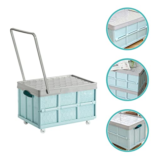 Cabilock Planter Trolley Lidded Storage Bin Collapsible Storage Box Stackable Clothes Storage Box With Wheel Car Trunk Storage Box(16.54 x 11.42 x 9.45 inch)