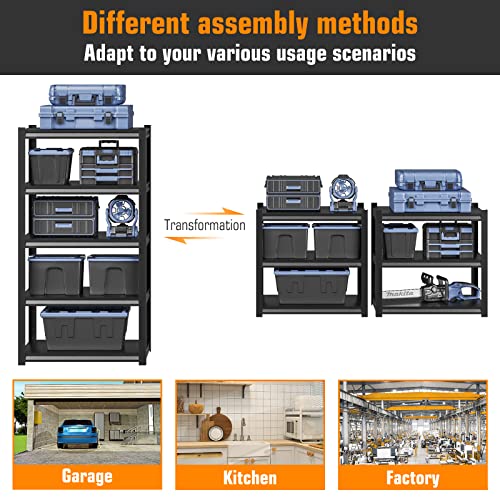 ZAOUS Garage Shelving Heavy Duty Loads 1500LBS, 63" Heavy Duty Garage Storage Shelves, Adjustable 5 Tier Metal Shelves for Garage Basement Kitchen Warehouse, 63" H x 34" W x 18" D (5-Tier)