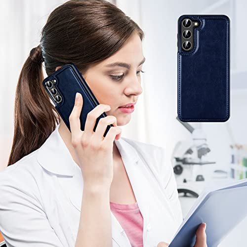 iMangoo Galaxy S23 Case, for Samsung Galaxy S23 Wallet Cases Cover ID Credit Card Slot Holder Cash Pocket PU Leather Slim Flip Sleeve Double Magnetic Closure Clasp for Galaxy S23 Women Men Blue