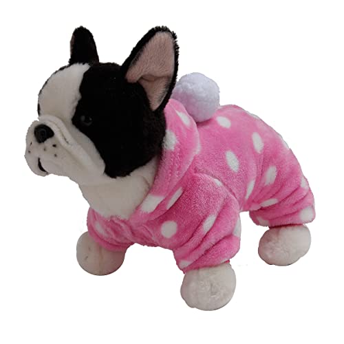 Pet Clothes Dog Plush 4 Leg Wear Buttons Rainbow Printed Hooded Outerwear T-Shirt Apparel Soft and Breathable Basic Outfits