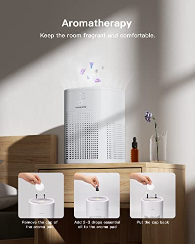 MORENTO HY1800 Air Purifiers for Bedroom with Air Purifiers Pet Allergy Filter, White