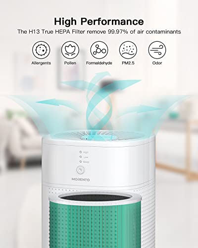 MORENTO HY1800 Air Purifiers for Bedroom with Air Purifiers Pet Allergy Filter, White