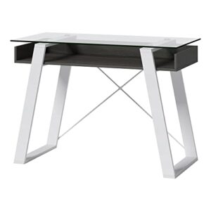 elle décor lara 42"w writing desk, cool gray/snow white