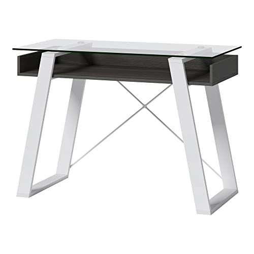 Elle Décor Lara 42"W Writing Desk, Cool Gray/Snow White