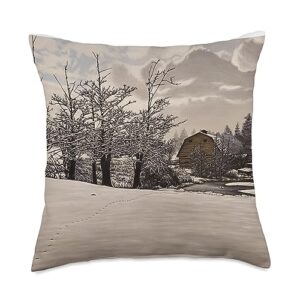 art by anjenette snowy footprints throw pillow, 18x18, multicolor