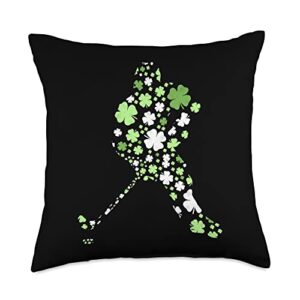 funny saint patricks day men women kids gift store st patricks day hockey irish boys saint paddy's shamrock throw pillow, 18x18, multicolor