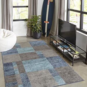 Rugs.com Equinox Collection Rug – 7' x 10' Blue Gray Low Rug Perfect for Bedrooms, Dining Rooms, Living Rooms