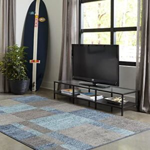 Rugs.com Equinox Collection Rug – 7' x 10' Blue Gray Low Rug Perfect for Bedrooms, Dining Rooms, Living Rooms