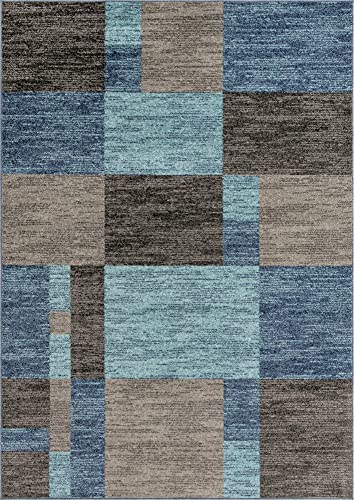 Rugs.com Equinox Collection Rug – 7' x 10' Blue Gray Low Rug Perfect for Bedrooms, Dining Rooms, Living Rooms