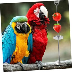 Parakeet Toys 4 pcs Food Tube Include Pet Fruit Fork Vegetable Basket Practical Bird Pick Skewer Supply Home Stainless Steel Creative Holder Hanging Parrot Parrots Treat Mesh Cockatiel Toys