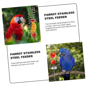 Parakeet Toys 4 pcs Food Tube Include Pet Fruit Fork Vegetable Basket Practical Bird Pick Skewer Supply Home Stainless Steel Creative Holder Hanging Parrot Parrots Treat Mesh Cockatiel Toys