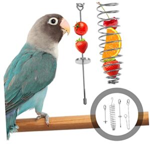 Parakeet Toys 4 pcs Food Tube Include Pet Fruit Fork Vegetable Basket Practical Bird Pick Skewer Supply Home Stainless Steel Creative Holder Hanging Parrot Parrots Treat Mesh Cockatiel Toys