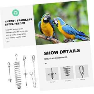 Parakeet Toys 4 pcs Food Tube Include Pet Fruit Fork Vegetable Basket Practical Bird Pick Skewer Supply Home Stainless Steel Creative Holder Hanging Parrot Parrots Treat Mesh Cockatiel Toys