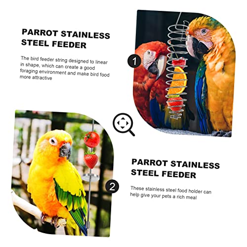 Parakeet Toys 4 pcs Food Tube Include Pet Fruit Fork Vegetable Basket Practical Bird Pick Skewer Supply Home Stainless Steel Creative Holder Hanging Parrot Parrots Treat Mesh Cockatiel Toys