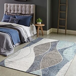 Rugs.com Equinox Collection Rug – 7' 10 x 10' Blue Gray Low Rug Perfect for Living Rooms, Large Dining Rooms, Open Floorplans