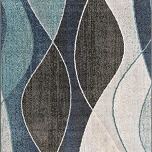 Rugs.com Equinox Collection Rug – 7' 10 x 10' Blue Gray Low Rug Perfect for Living Rooms, Large Dining Rooms, Open Floorplans