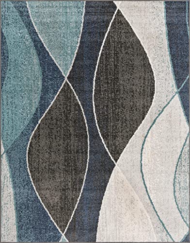 Rugs.com Equinox Collection Rug – 7' 10 x 10' Blue Gray Low Rug Perfect for Living Rooms, Large Dining Rooms, Open Floorplans