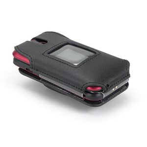 BELTRON Leather Fitted Case for Consumer Cellular Verve Snap 2022 Flip Phone - Features: Rotating Belt Clip, Screen & Keypad Protection & Secure Fit (Z2336)