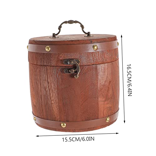 Cabilock 1pc Multi-functional Natural Can Barrel Creative Sealing Snack Sugar Container Jars Light Jar Bag L Wood Airtight Cover Food Nuts Empty Lids Cellars Wooden Holder Candy