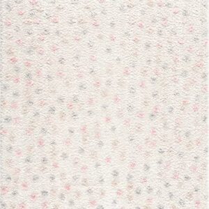 Hauteloom Tilos Dalmatian Living Room Bedroom Nursery Shag Area Rug - Shaggy Carpet - Dot Pattern - High Plush Pile - Pink, Cream, Grey, Beige - 5'3" x 7'