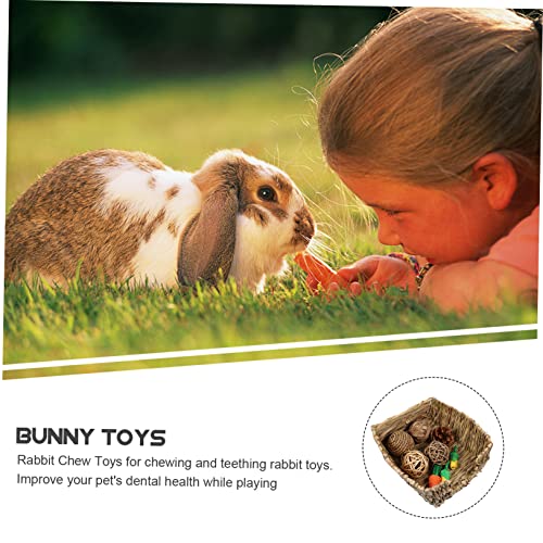 1 Set Hay Hamster Chinchilla Biting Chewing Nest Chew Guinea Pig Care Straw Grass Natural Pad Mat Toys Molar with Animal Bunny Accessories Teething of Gerbil Sleeping for Balls