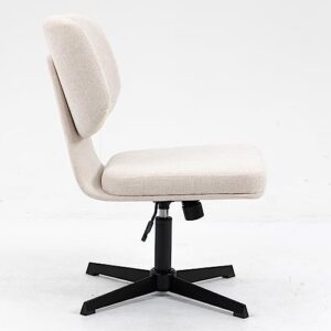 X-VOLSPORT Swivel Chair Small Office Chair Armless for Living Room Home Office Desk Chair No Wheels Linen Fabric Padded Height Adjustable Computer Chair Vanity Chairs Beige