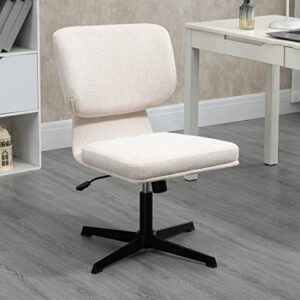 X-VOLSPORT Swivel Chair Small Office Chair Armless for Living Room Home Office Desk Chair No Wheels Linen Fabric Padded Height Adjustable Computer Chair Vanity Chairs Beige