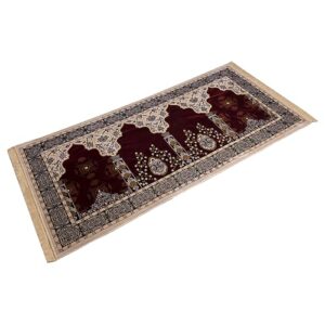 Modefa Turkish Islamic Prayer Rug - Multi Person Janamaz Sajada for Family or Mosque - Large Gathering & Group Praying Mat Carpet - 5 Person Imam Prayer Rug (Red/Multi #1)