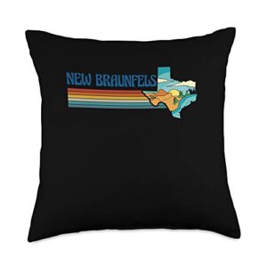 vintage new braunfels, tx sourvenir co. retro vintage new braunfels, tx texas nature hiking state throw pillow, 18x18, multicolor