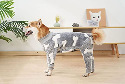 Harikaji Dog Warm Jumpsuit,Pet Winter Flannel Warm Pajamas,Cold Weather Dog Onesie,Dog Winter Clothes for Medium Large Dogs (3XL:Chest<29'', Grey)