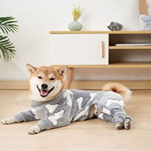 Harikaji Dog Warm Jumpsuit,Pet Winter Flannel Warm Pajamas,Cold Weather Dog Onesie,Dog Winter Clothes for Medium Large Dogs (3XL:Chest<29'', Grey)