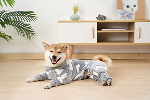 Harikaji Dog Warm Jumpsuit,Pet Winter Flannel Warm Pajamas,Cold Weather Dog Onesie,Dog Winter Clothes for Medium Large Dogs (3XL:Chest<29'', Grey)