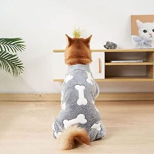 Harikaji Dog Warm Jumpsuit,Pet Winter Flannel Warm Pajamas,Cold Weather Dog Onesie,Dog Winter Clothes for Medium Large Dogs (3XL:Chest<29'', Grey)