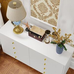 FAMAPY Chest of Drawers 8-Drawer Dresser, Wide Storage, Metal Handles and Legs, Wood Dresser for Bedroom White (55.1”W x 15.7”D x 31.5”H)