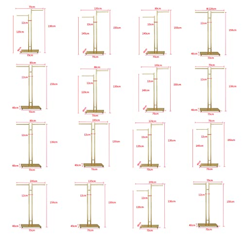 Gold Metal Pipe Clothing Rack,2 Rods Clothes Rack Garment Rack,heavy Duty Clothing Rack For Hanging Clothes,free-standing Close Organizer,clothing Store Display Stand(150x100cm(59x39inch), Gold B)