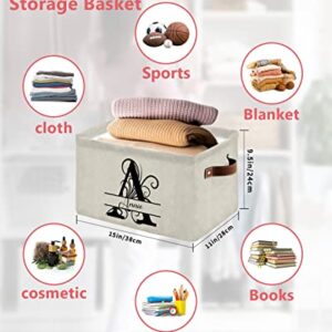 Personalized Gift for Women/Men, Customs Basket with Name Storage Bins for Organizing Shelves, Letter A Collapsible Custom Storage Boxes with Handle, Monogram Words Customized Closet Organizers