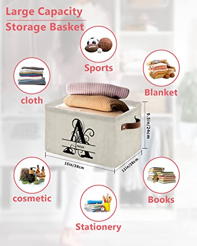 Personalized Gift for Women/Men, Customs Basket with Name Storage Bins for Organizing Shelves, Letter A Collapsible Custom Storage Boxes with Handle, Monogram Words Customized Closet Organizers