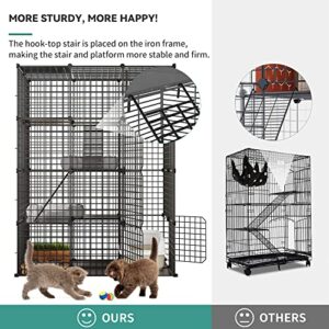 YITAHOME Large Cat Cage Indoor Enclosure Metal Wire 4-Tier Kennels DIY Cat Playpen Catio with Large Hammock for 1-3 Cats