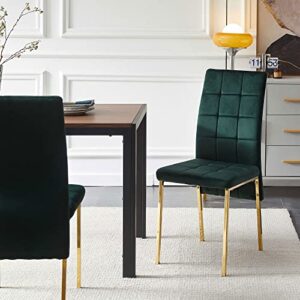 NORDICANA Upholstered Velvet Dining Chairs Classic Kitchen High Back Chairs Set of 4, Featured Dovetail Tufted Side Chairs, Golden Color Metal Legs, Forest Green