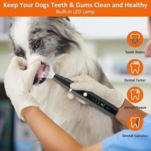 Ultrasonic Dog Teeth Cleaning Kit with LED Lamp for Pet, 5 Modes for Teeth Care to Remove Stains Calculus, Dog Toothbrush Plaque and Tartar Remover with 3 Heads